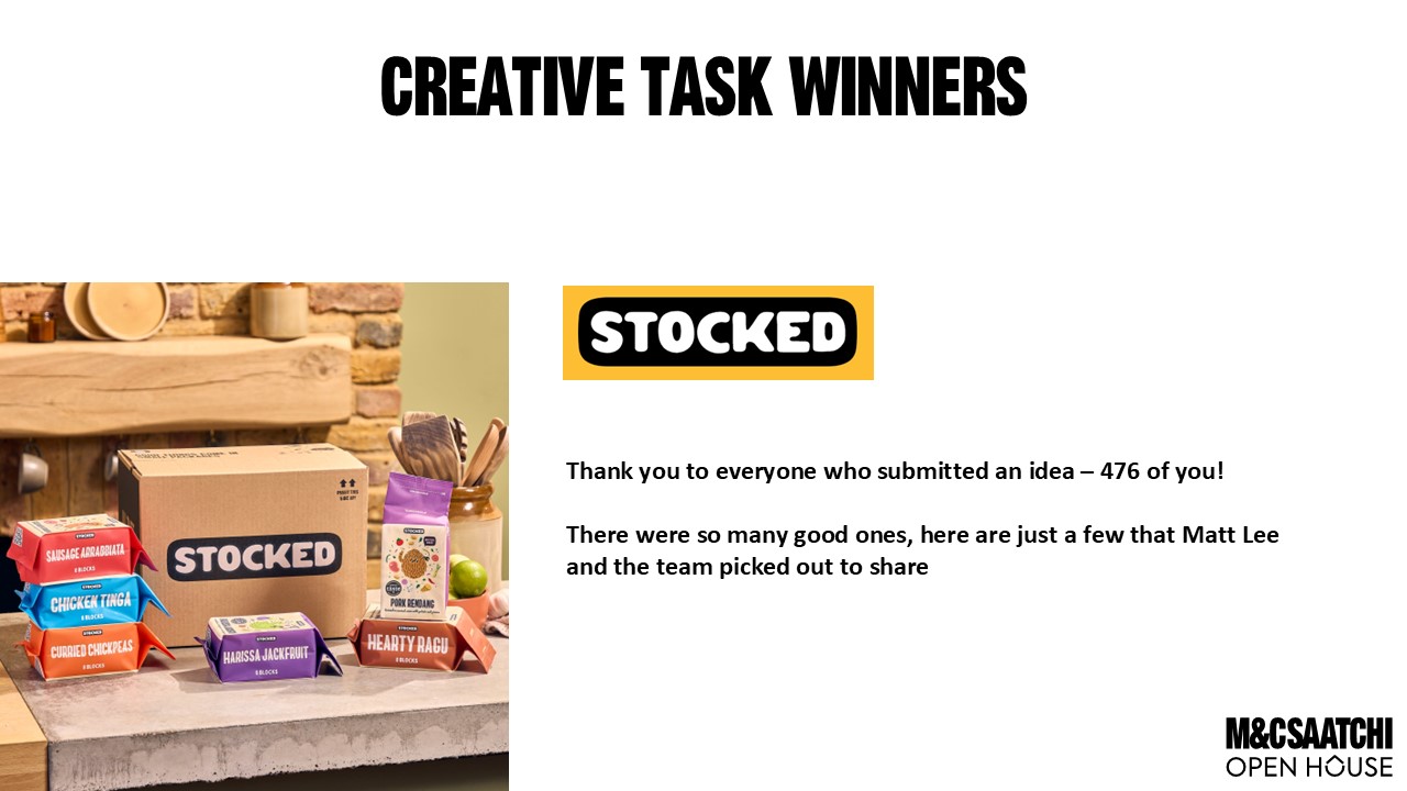 WEEK 4 TASK: CREATIVE TASK WINNERS • M&C Saatchi Open House
